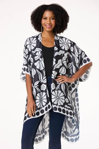 Black White Floral Kimono In Ideal Black - Trendsetting Fashion ...